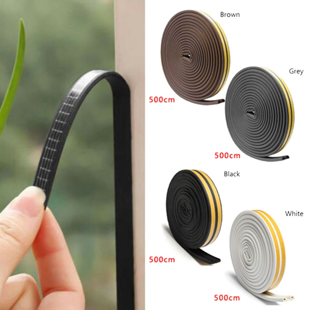 D-type Foam Draught Window Door Sealing Rubber Seal Strip 5 Meter 9*6mm ...