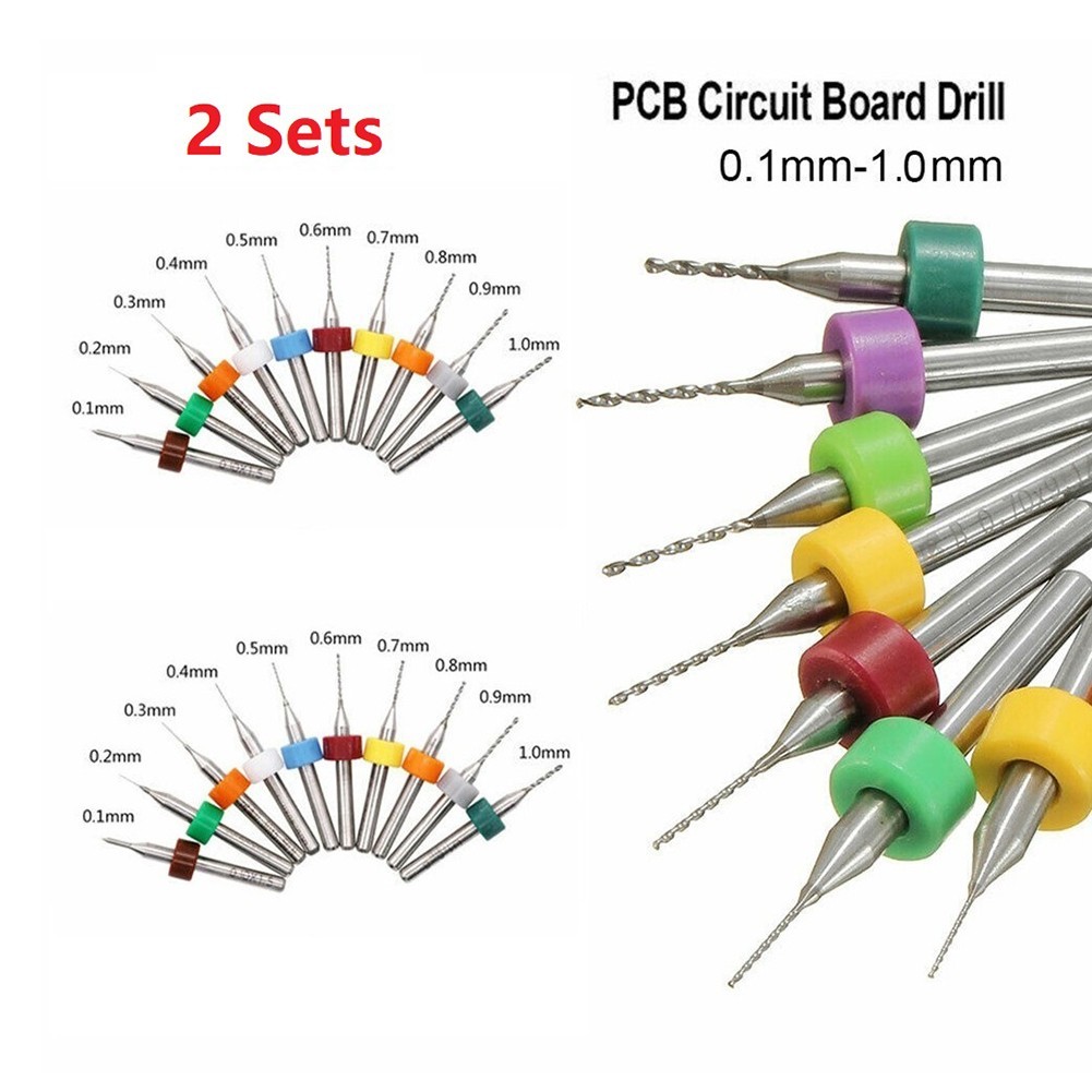 20PC set 0.1-1.0mm PCB Drill Bits Set Circuit Mini Board Print Carbide ...
