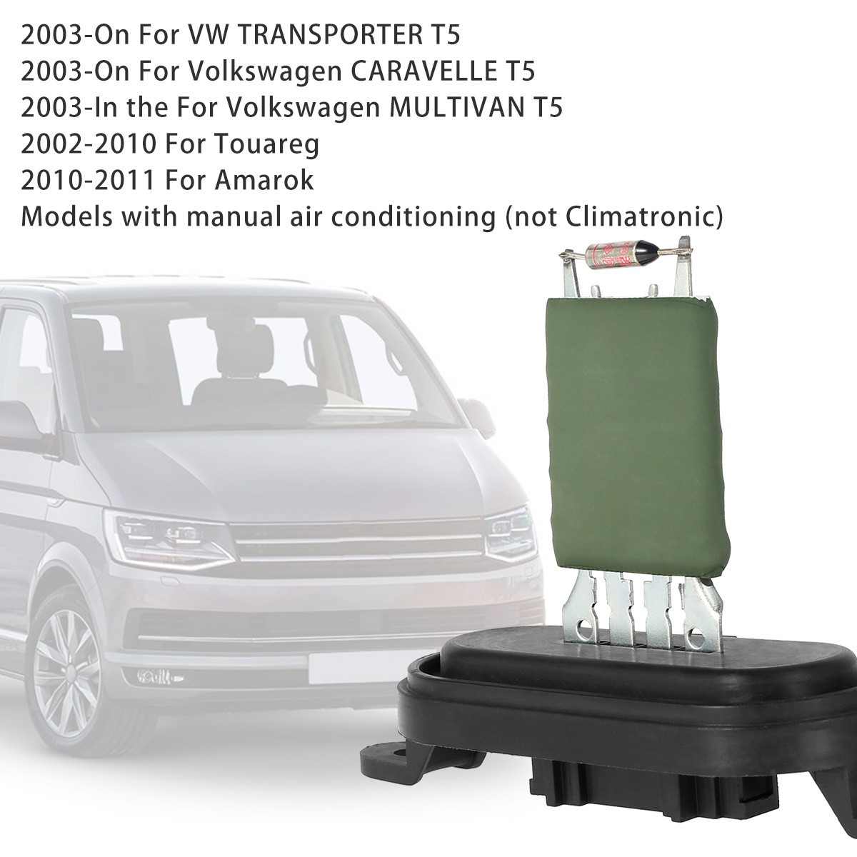 FOR T5 TRANSPORTER/MK5 Heater Blower Resistor Fan Motor Resistance ...