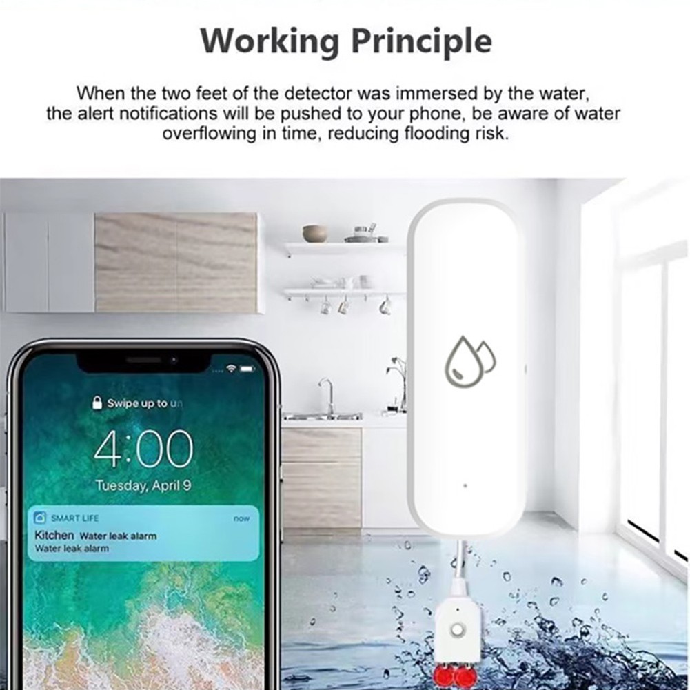 WIRELESS WIFI WATER Leak Sensor Detector for Tuya Smart Home Flood ...