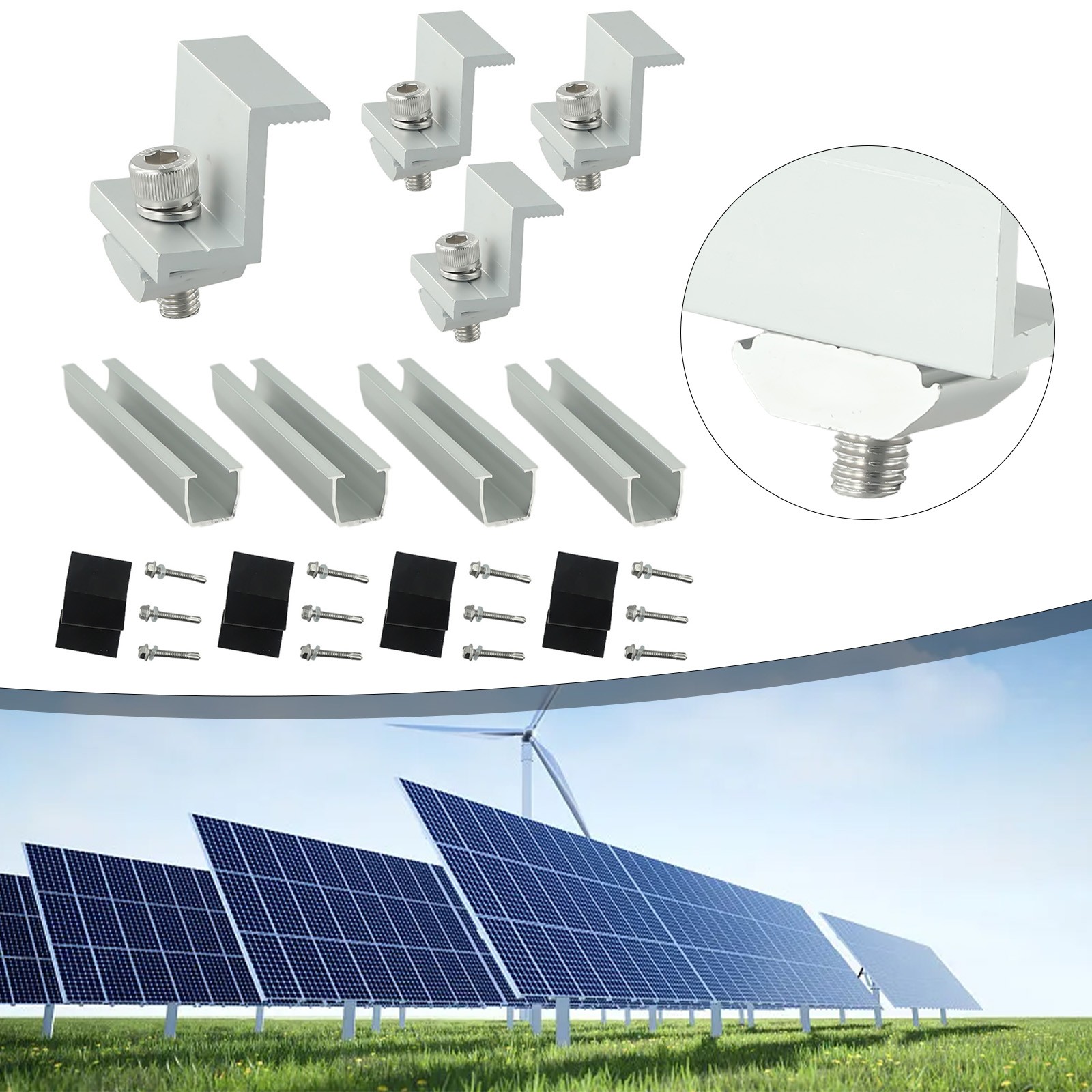 Solar Panel Rails Bracket Rails Roof PV Photovoltaic Set Solar Panel ...