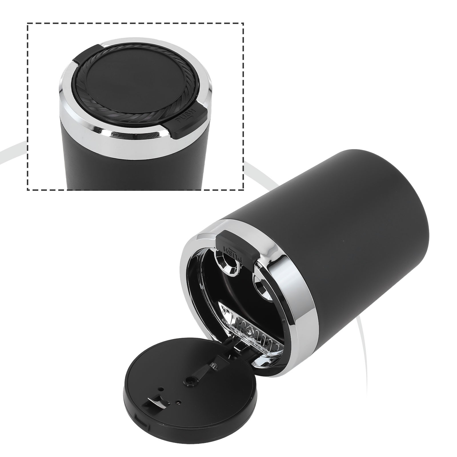 Ash Tray Car Universal Aluminum Alloy Car Ashtray With LED Light Ash ...