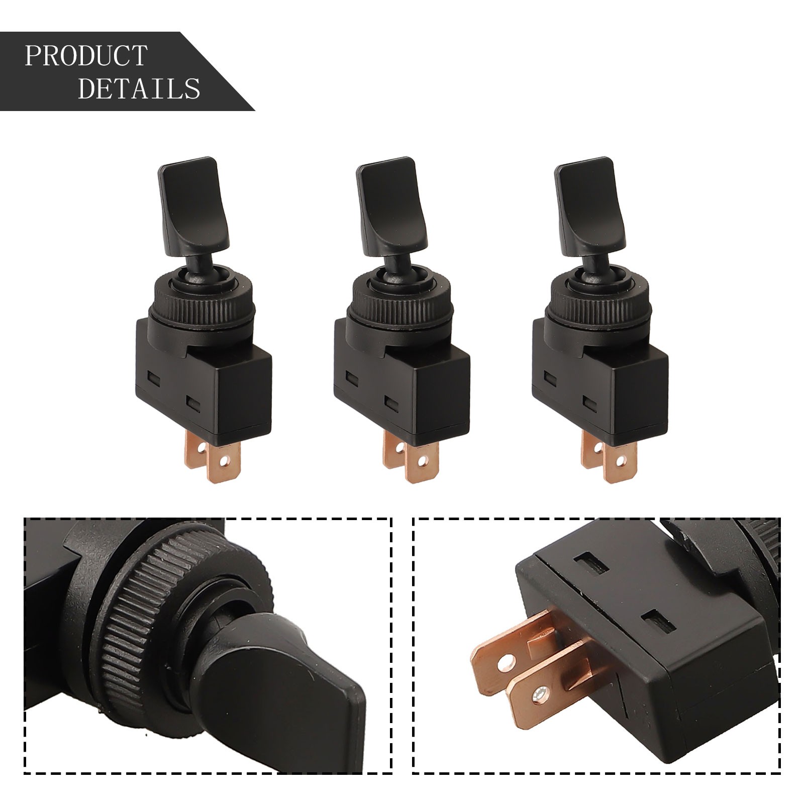 RELIABLE AND COMPACT Black Toggle Switches for Automotive Use Set of 3 ...