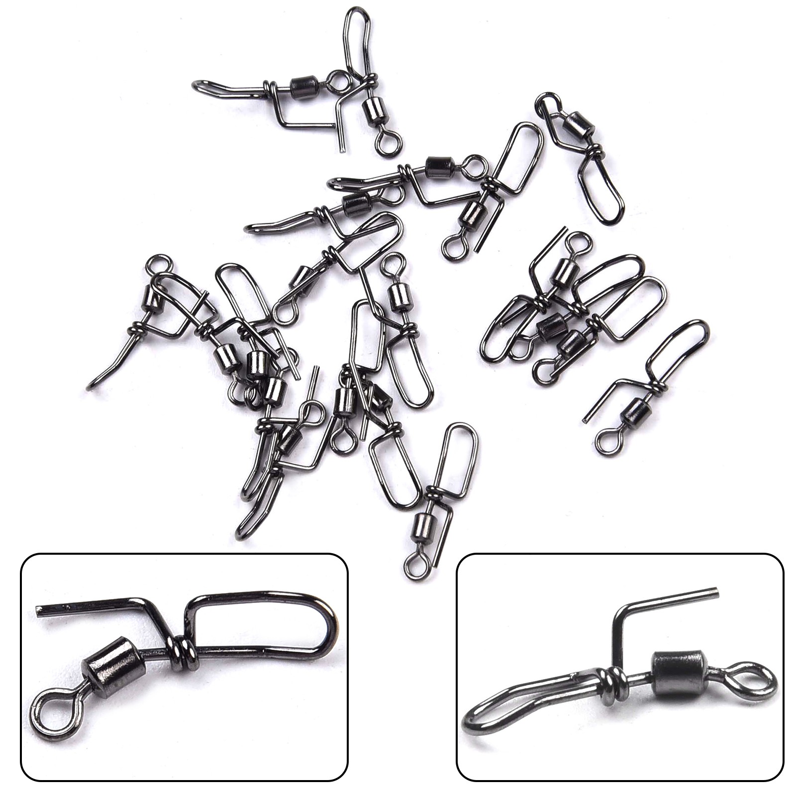 Compact Size 20PCS Cascade Swivels for Sea Fishing Rigs 18mm Small Size ...