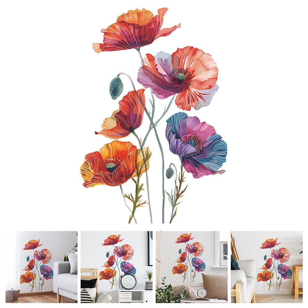 Autocollant Fleur R??tro pour Chambre Salon Installation Facile Mat ...