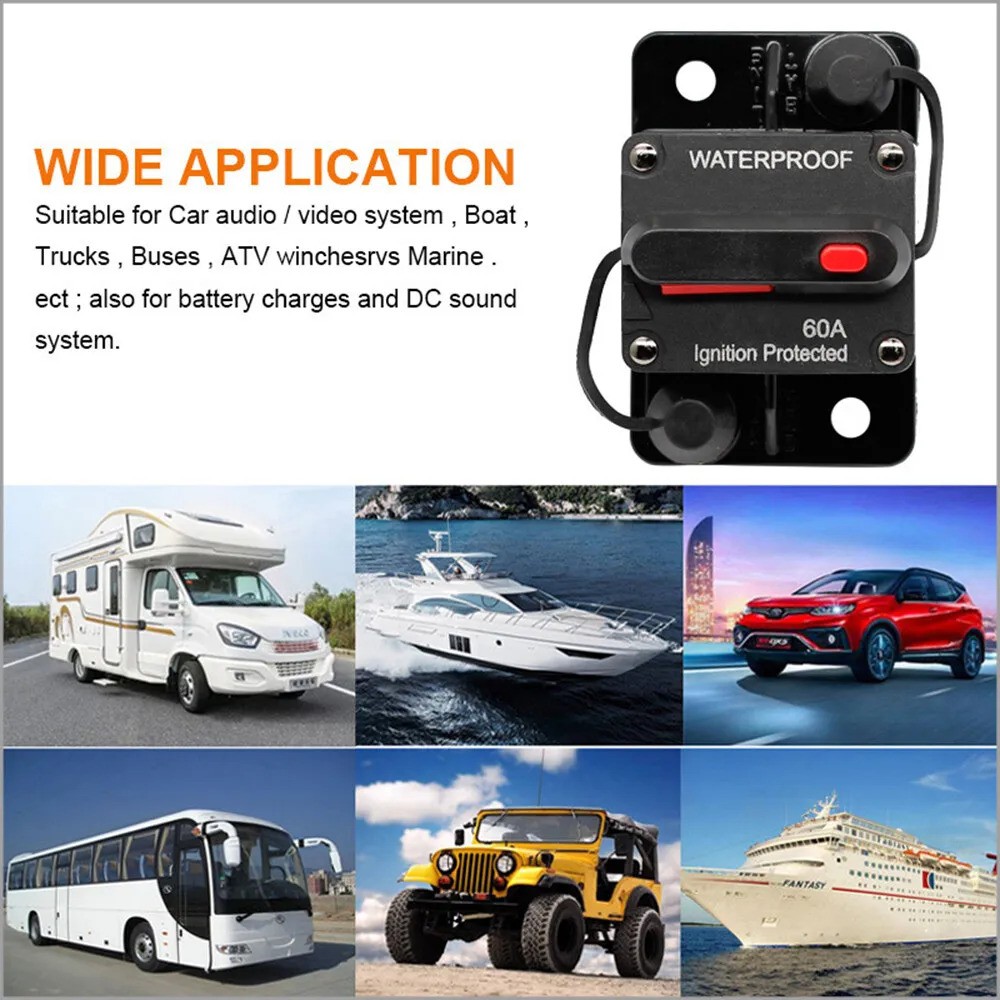 CAR CIRCUIT BREAKER High Current Thermal Trip Manual Reset Switch For ...