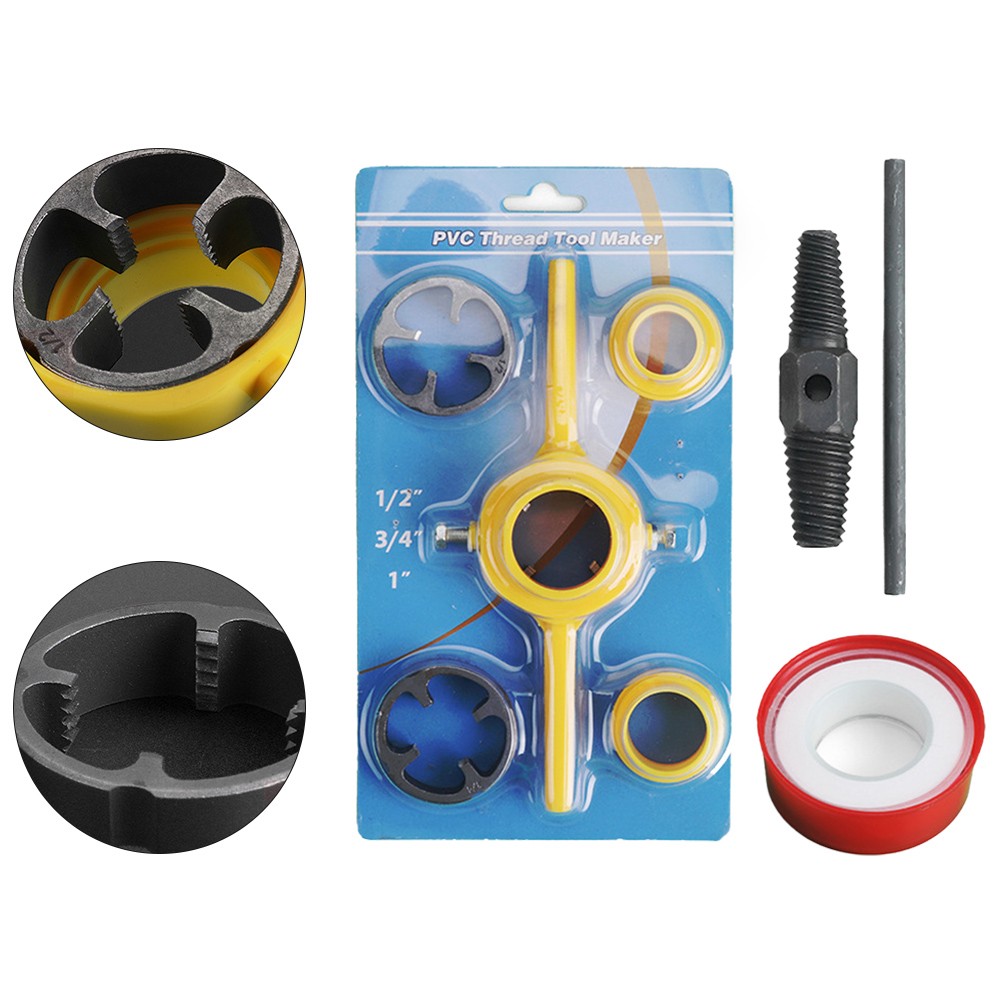 PVC PIPE DIE Threader Pipe Threader Kit Home Plumbing Burr-free Threads ...