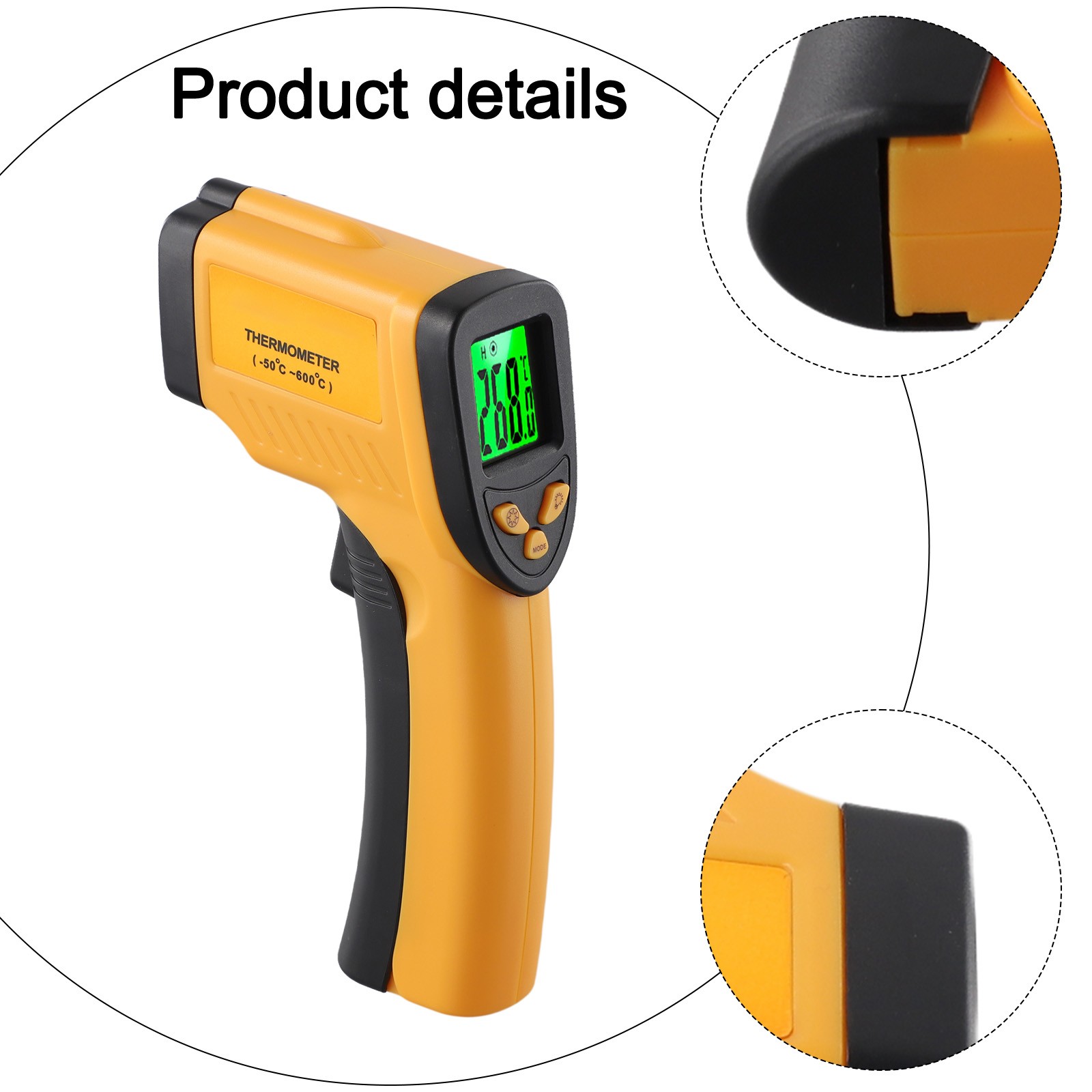 Infrarot Thermometer mit hintergrundbeleuchtetem LCD-Display zum ...