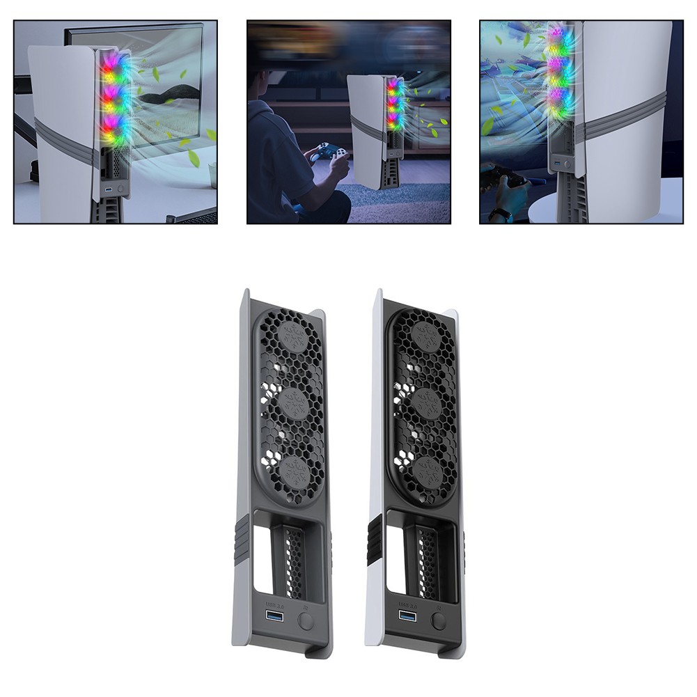 FOR PS5 PRO Enhanced Airflow Cooler Featuring Three Speed Modes and RGB ...