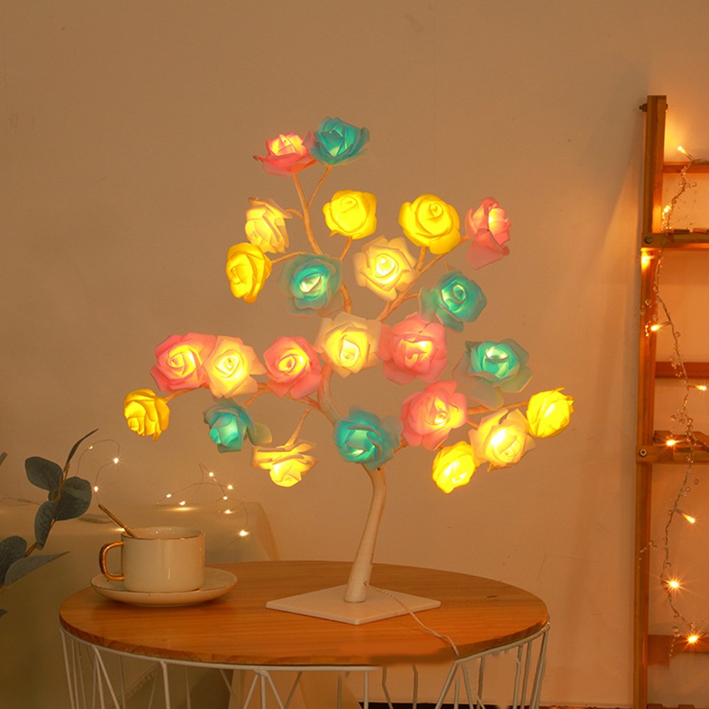 LED DESK LAMP with Unique White Rose Tree Shape Perfect as a Decorative ...