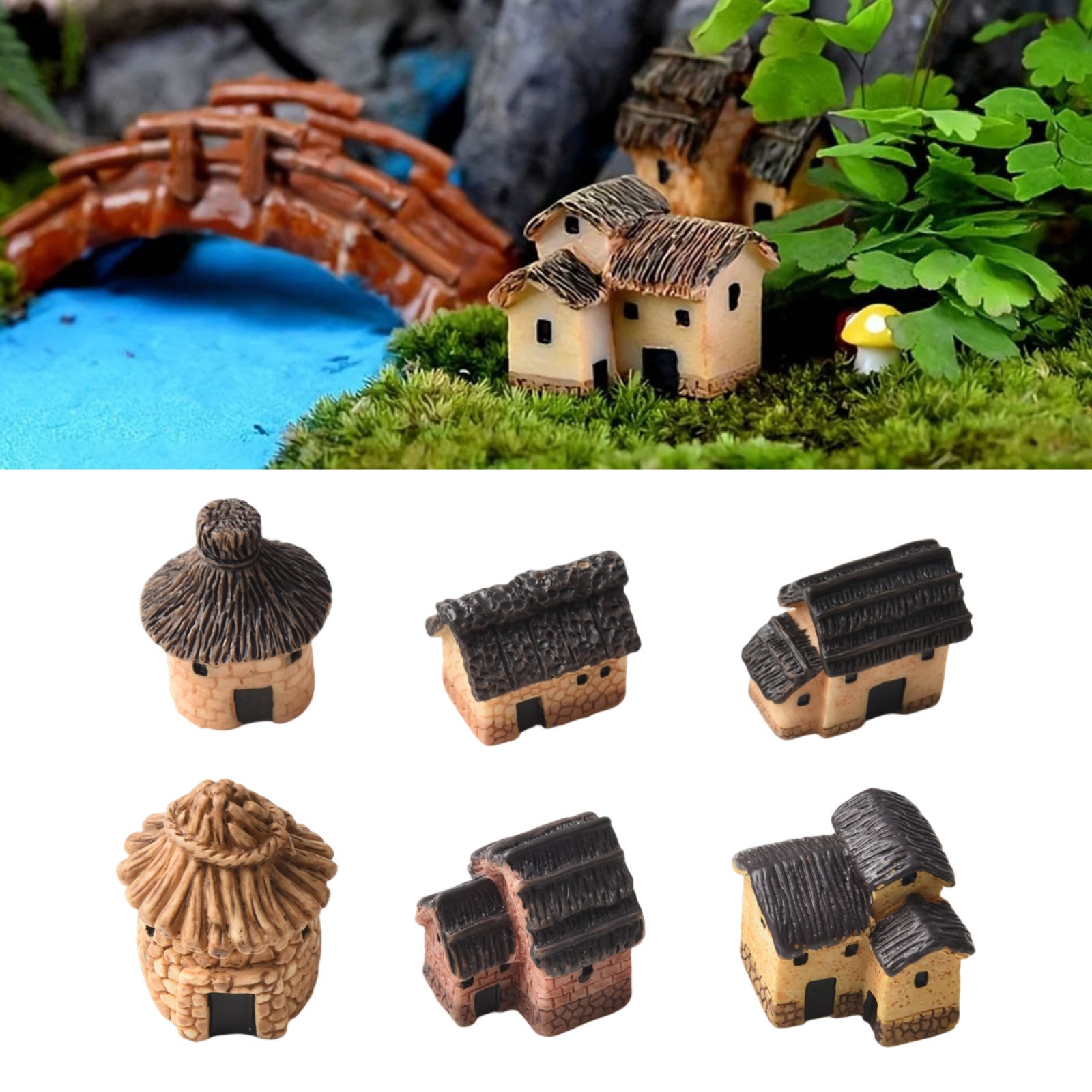 Resin Miniature Village Cottages for Unique Fairy Garden and Plant ...