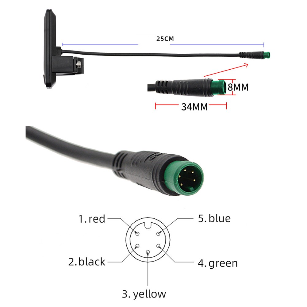 E BIKE LCD Display with Waterproof Cable 5 Pins for 24V 36V 48V Systems $48.84 - PicClick AU