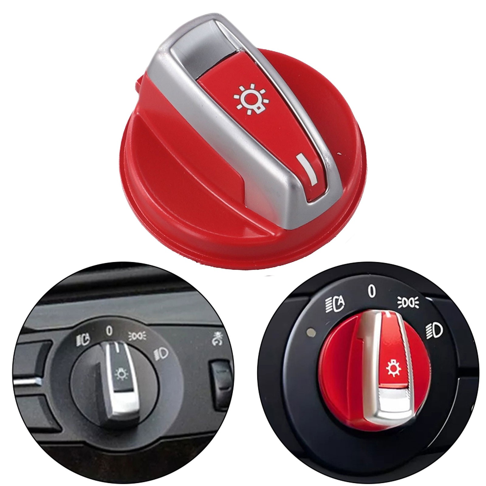 For BMW E82 E88 E90 E91 Red Headlight Turn Knob Switch Cover ...