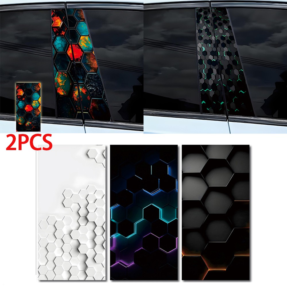 Waterproof For Honeycomb Car B Pillar Decals 2x Stickers for Door Posts ...