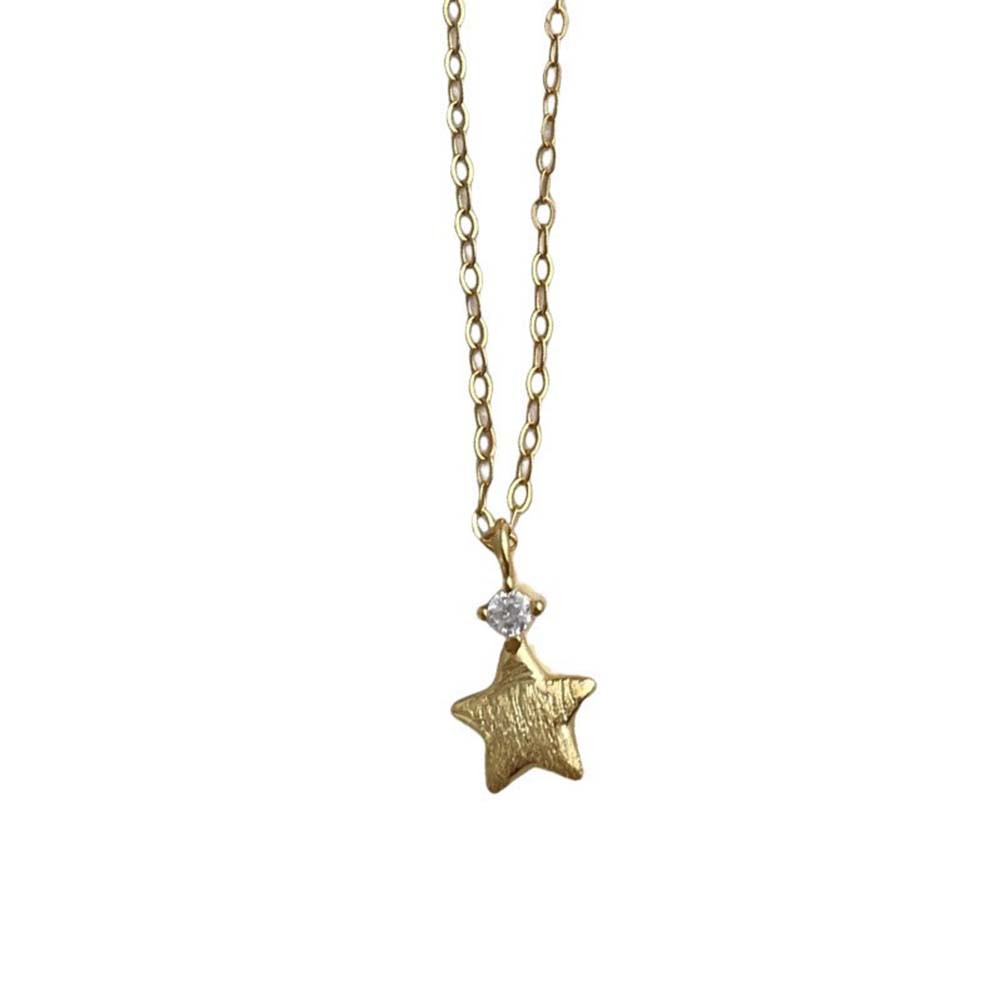 Joli collier étoile brossée zircon idéal pour un usage décontracté ou ...