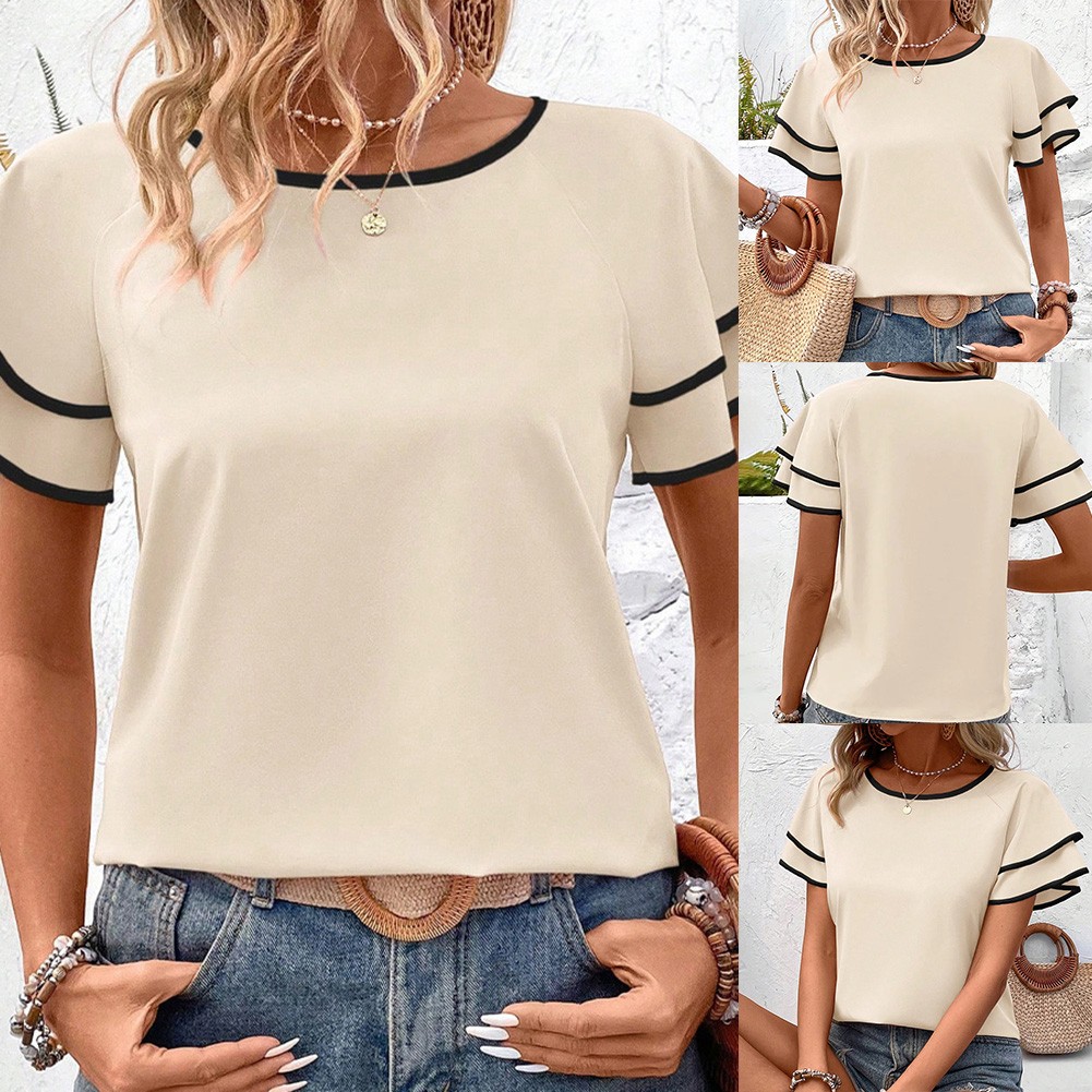 Double-Layer Shirt Casual Round Neck Holiday Wear Daily Wear Elegant ...