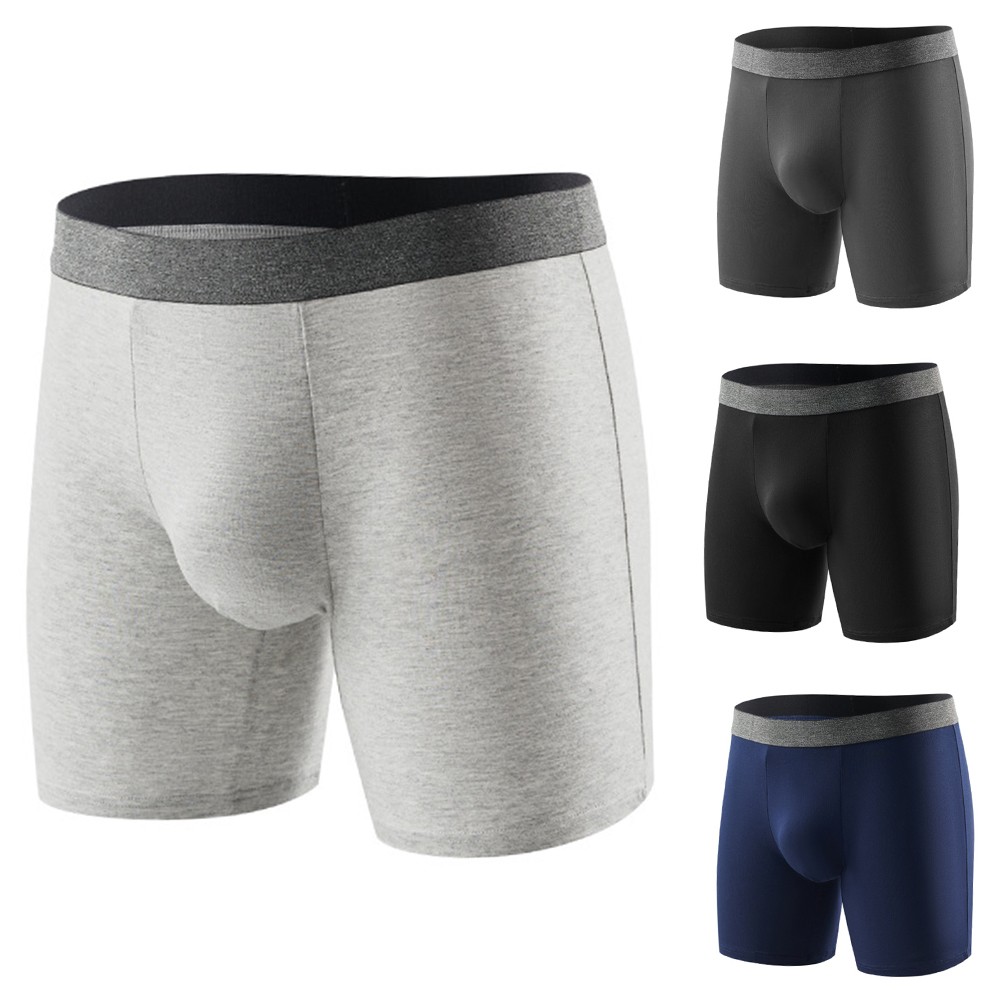 Men Breathable Underpants Sports Boxers Briefs Long Leg Fit for Sports ...
