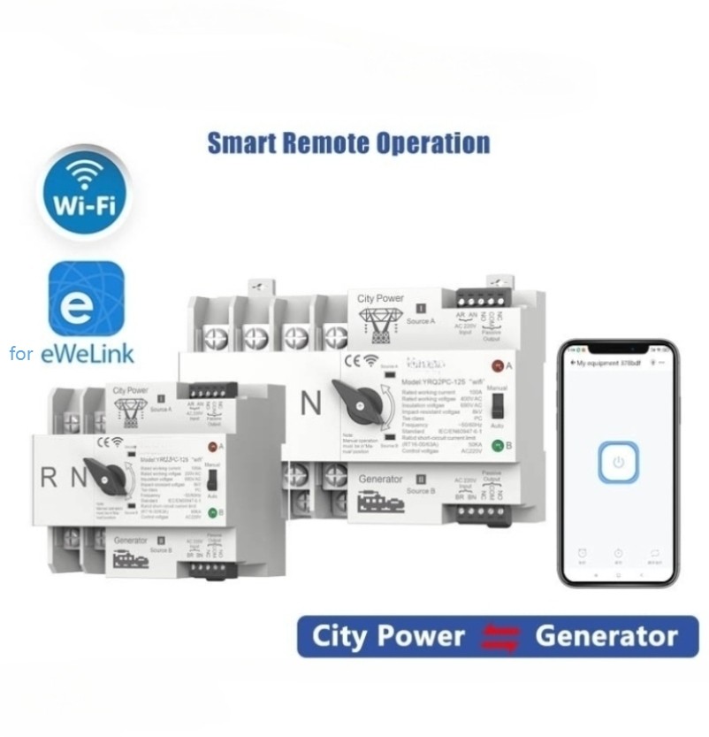 WiFi Enabled For ATS Dual Power Automatic Transfer Switch Timer Relay ...