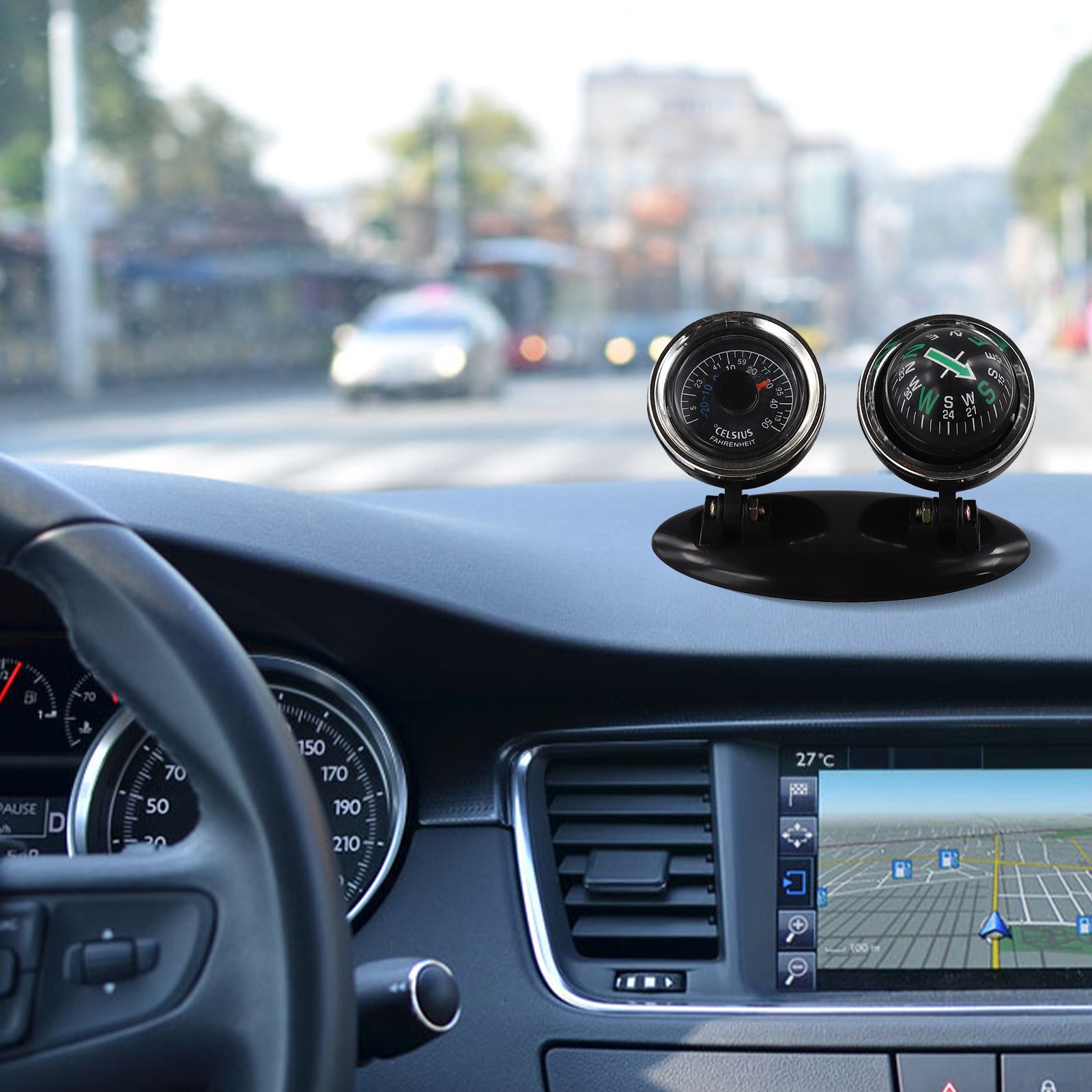 2 in 1 Car Compass Navigation Tool Compact Design Environmental ...