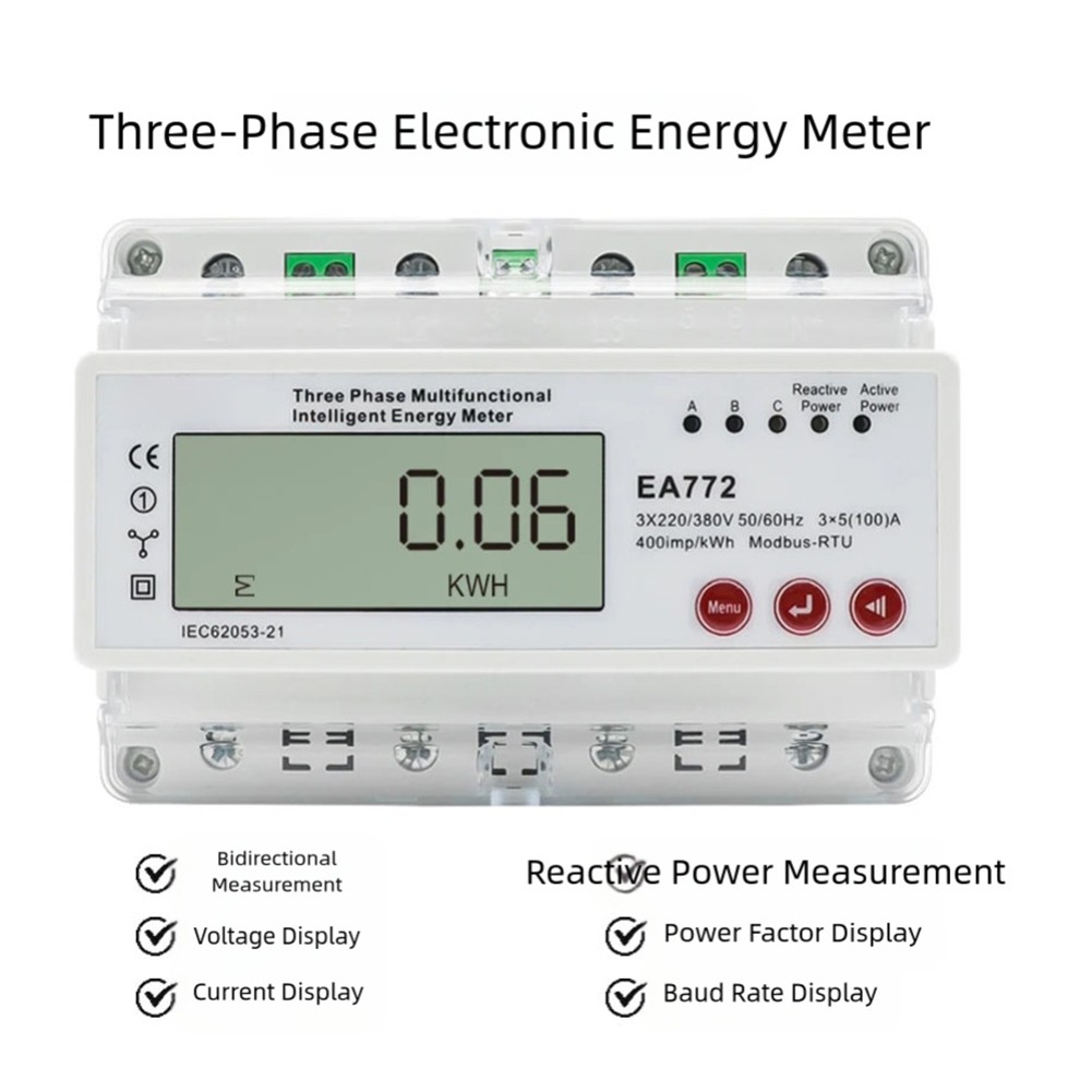 RS485 THREE PHASE Power Meter 380V AC with Compact Size and Easy ...