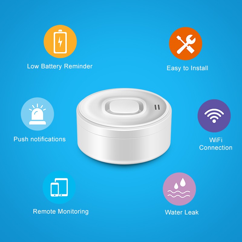 WATER LEAK DETECTOR for WiFi Network with Adjustable 100dB Alarm and ...