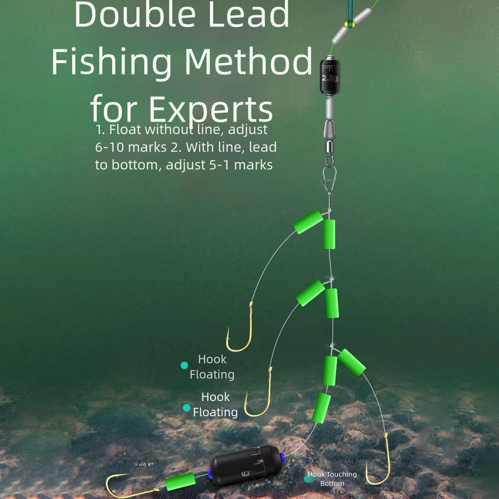 Four Hook Hand Pole Rig with High Transparency Nylon Lines for Carp ...
