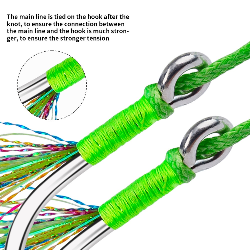 2 Pairs High Carbon Steel Hooks with Bright PVC Silk for Saltwater ...