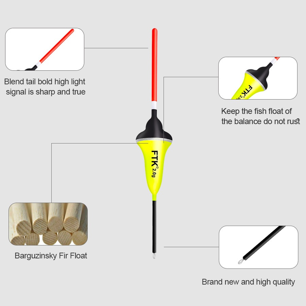 Balsa Wood Carp Fishing Float Set 5 Pieces 2g 3g 4g 5g Vertical Drift ...