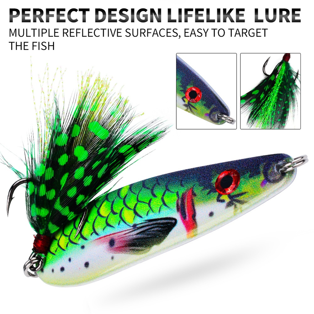Sinking Spoon Lure Metal Bait Fishing Trips 3D Realistic Eyes ...