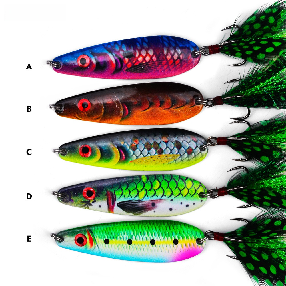 Sinking Spoon Lure Metal Bait Fishing Trips 3D Realistic Eyes ...