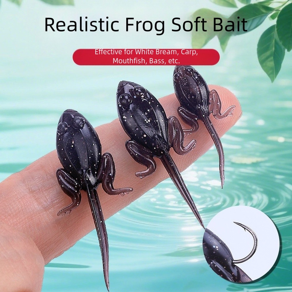 Soft Floating Tadpole Lure for Bass Trout Fishing with Pre Rigged Hooks ...