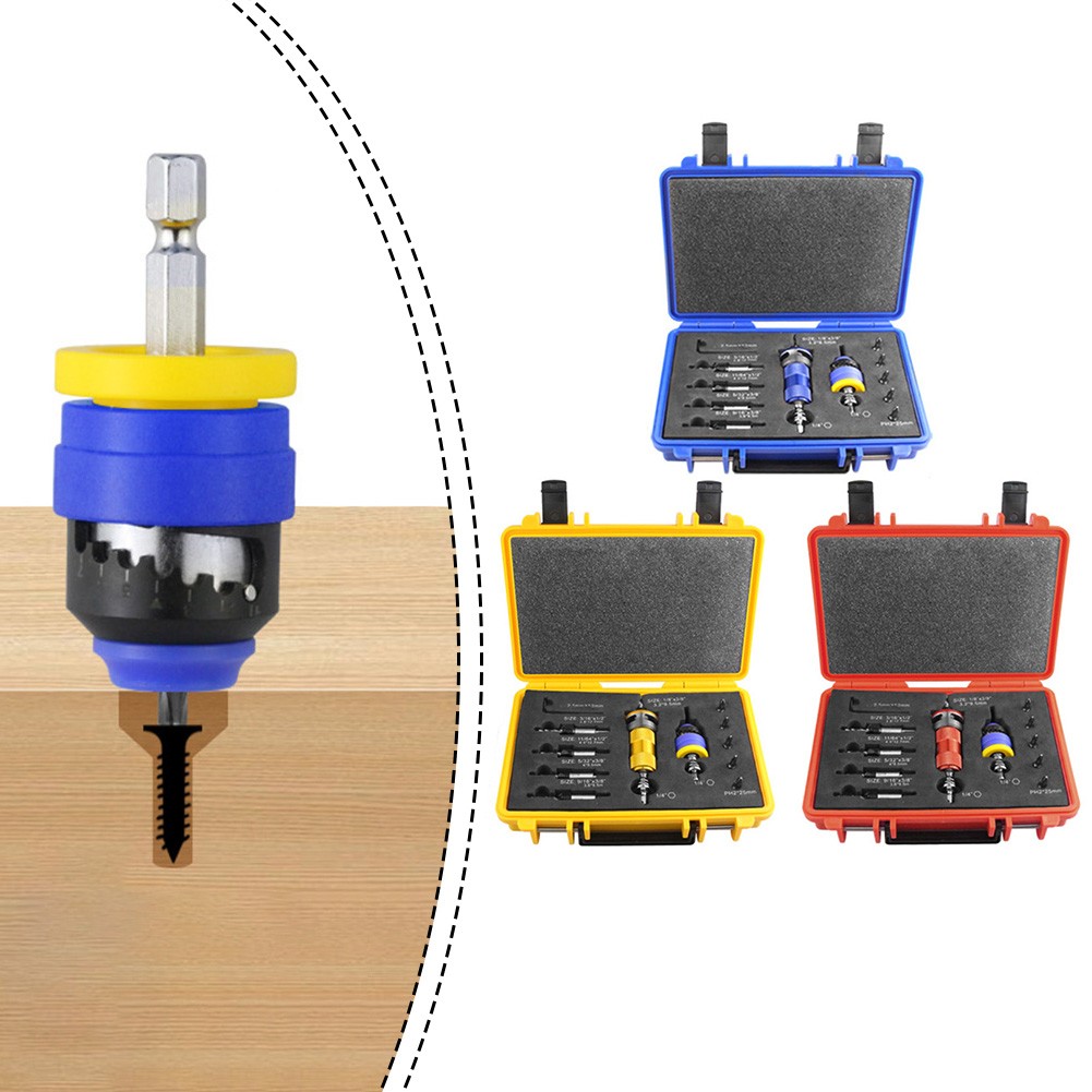 Tapered Drill Bit Set with Adjustable Depth Stop for Woodworking ...