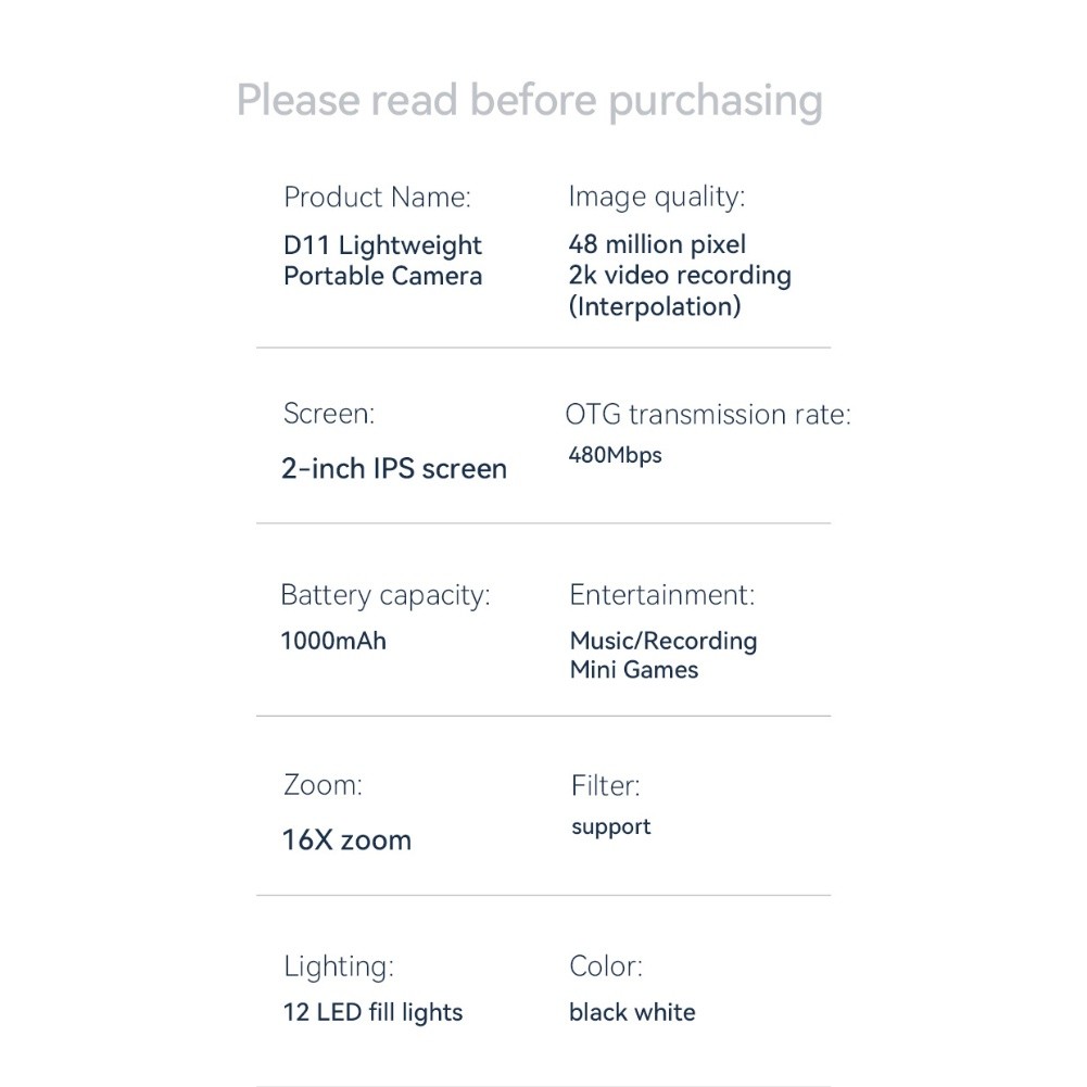 48MP Camera with 16X Zoom and LED Fill Light for Low Light Photography ...