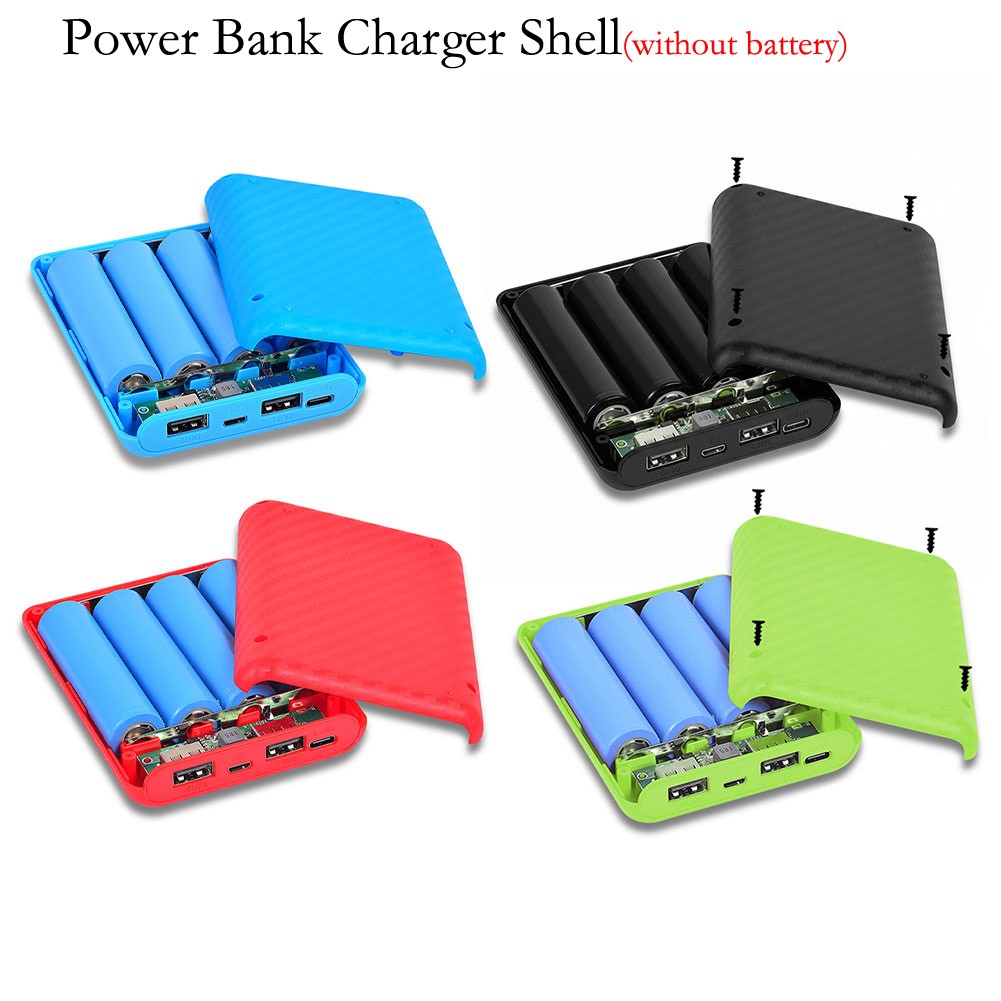 4 Slots Battery Box Power Bank Charger Case with Type C and USB Output ...
