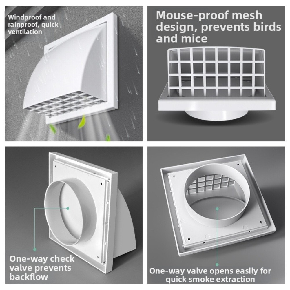 RANGE HOOD AIR Outlet Duct Ventilation Grille ABS Exterior Wall with ...