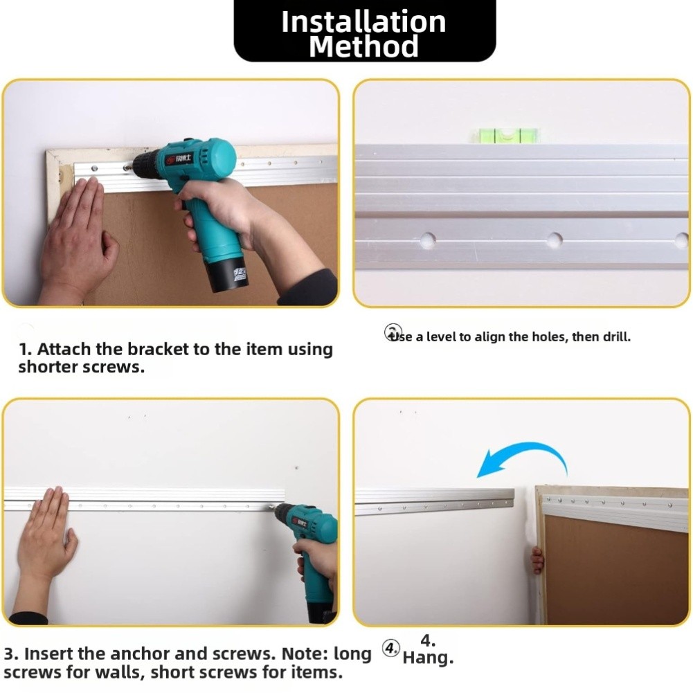 FRAME HANGING PICTURE Hanger 80 Lb Load Capacity Bubble Level Included ...