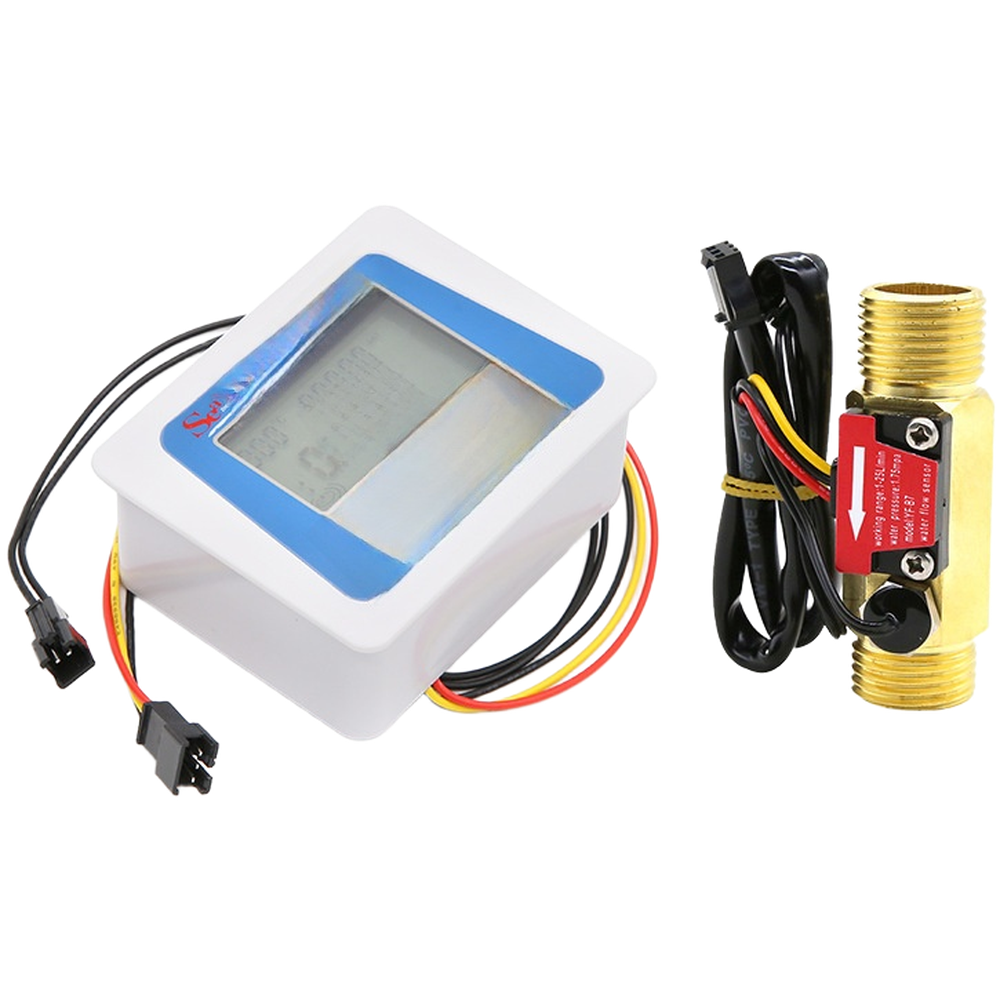Water Flow Meter LCD Display Real-time Rate Readout Total Usage Counter ...