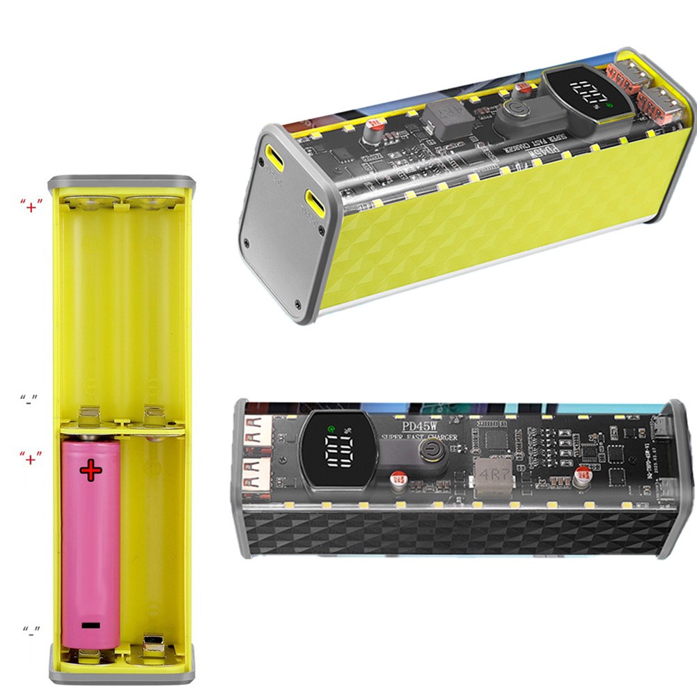 for Power Bank Case 22 5W Transparent ABS Solder Design Portable Case ...