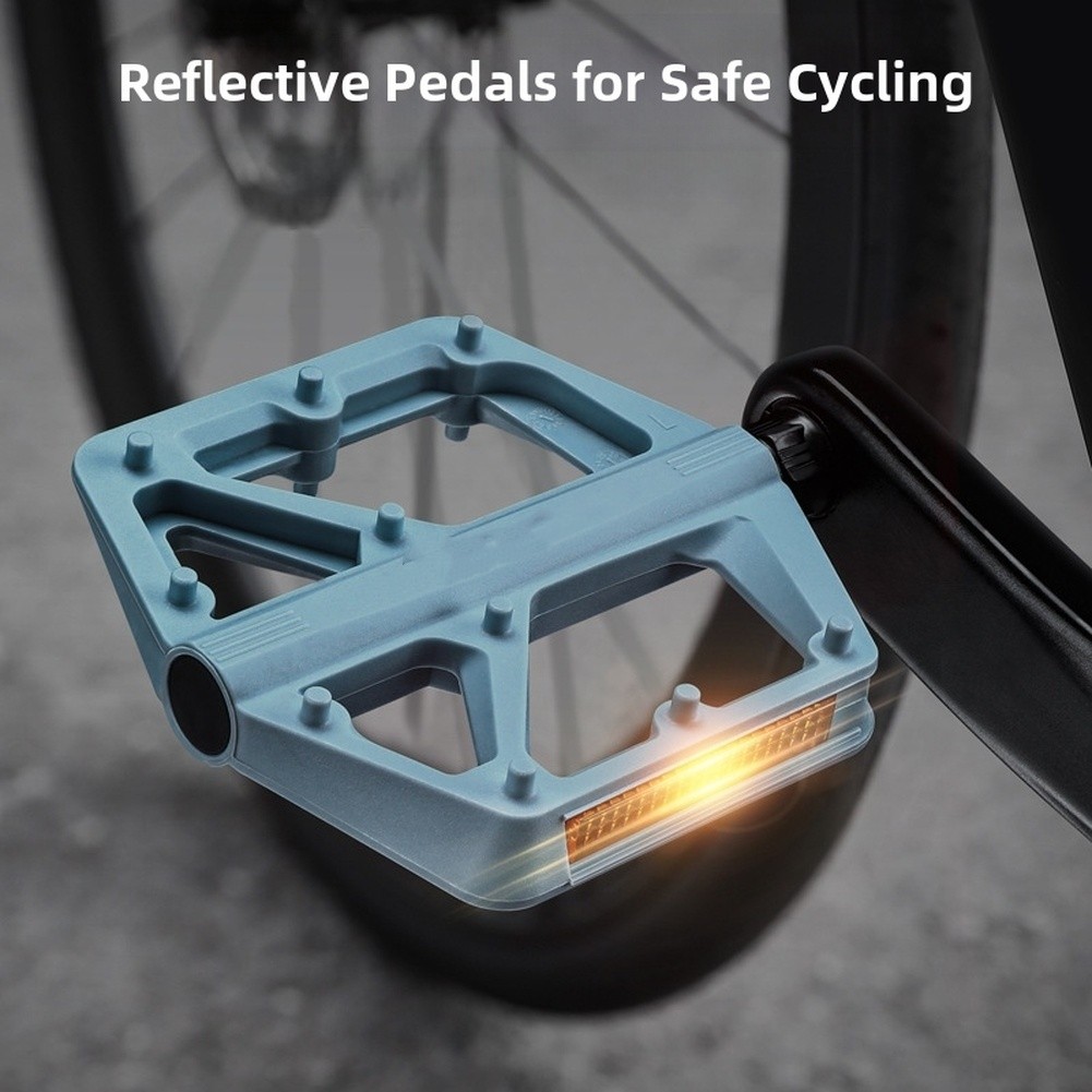 Wide Nylon Mountain Bike Pedals with Reflective Panels and Anti Slip ...