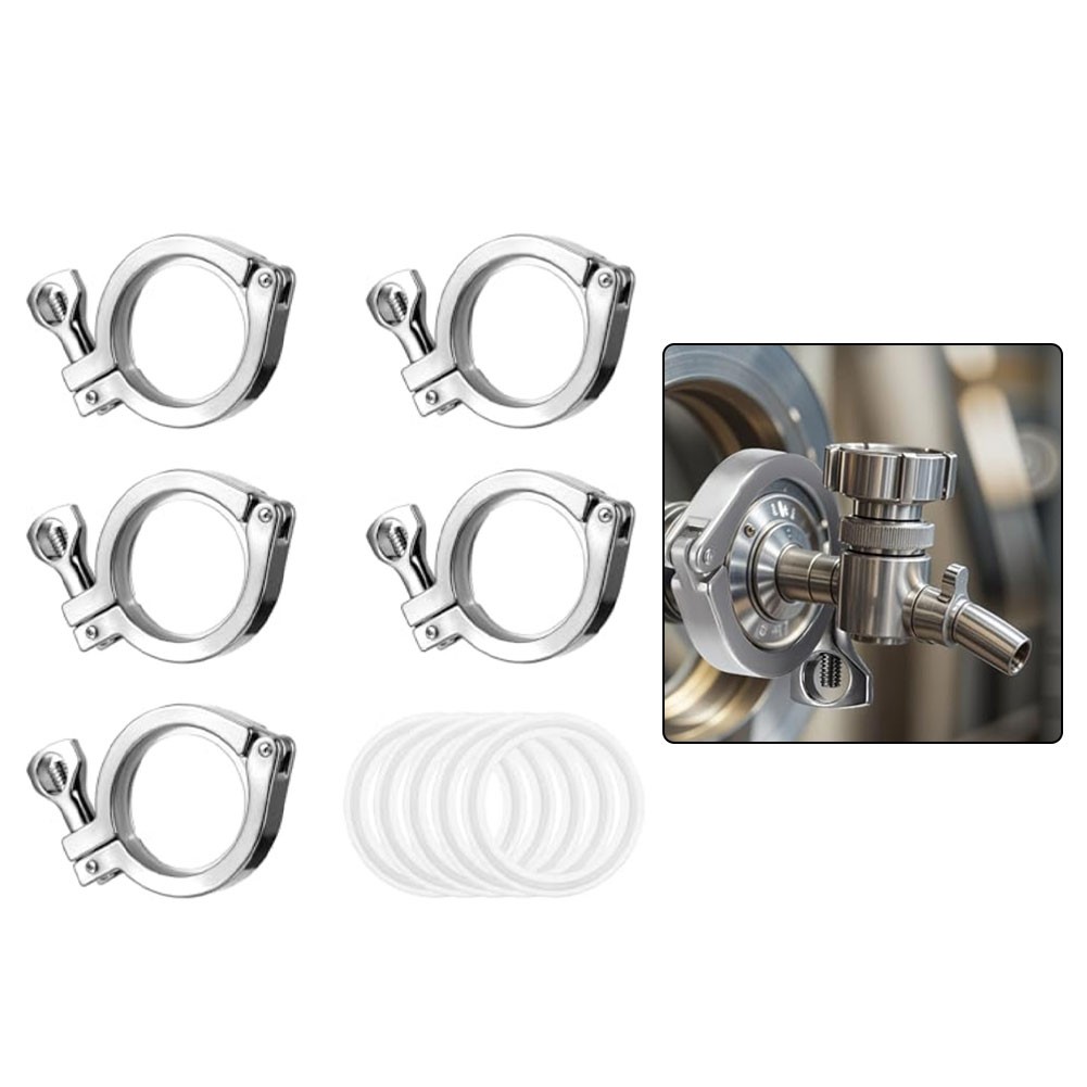 5 PIECES SINGLE Pin Tri Clamp 2 Inch Stainless Steel 304 with Silicone ...