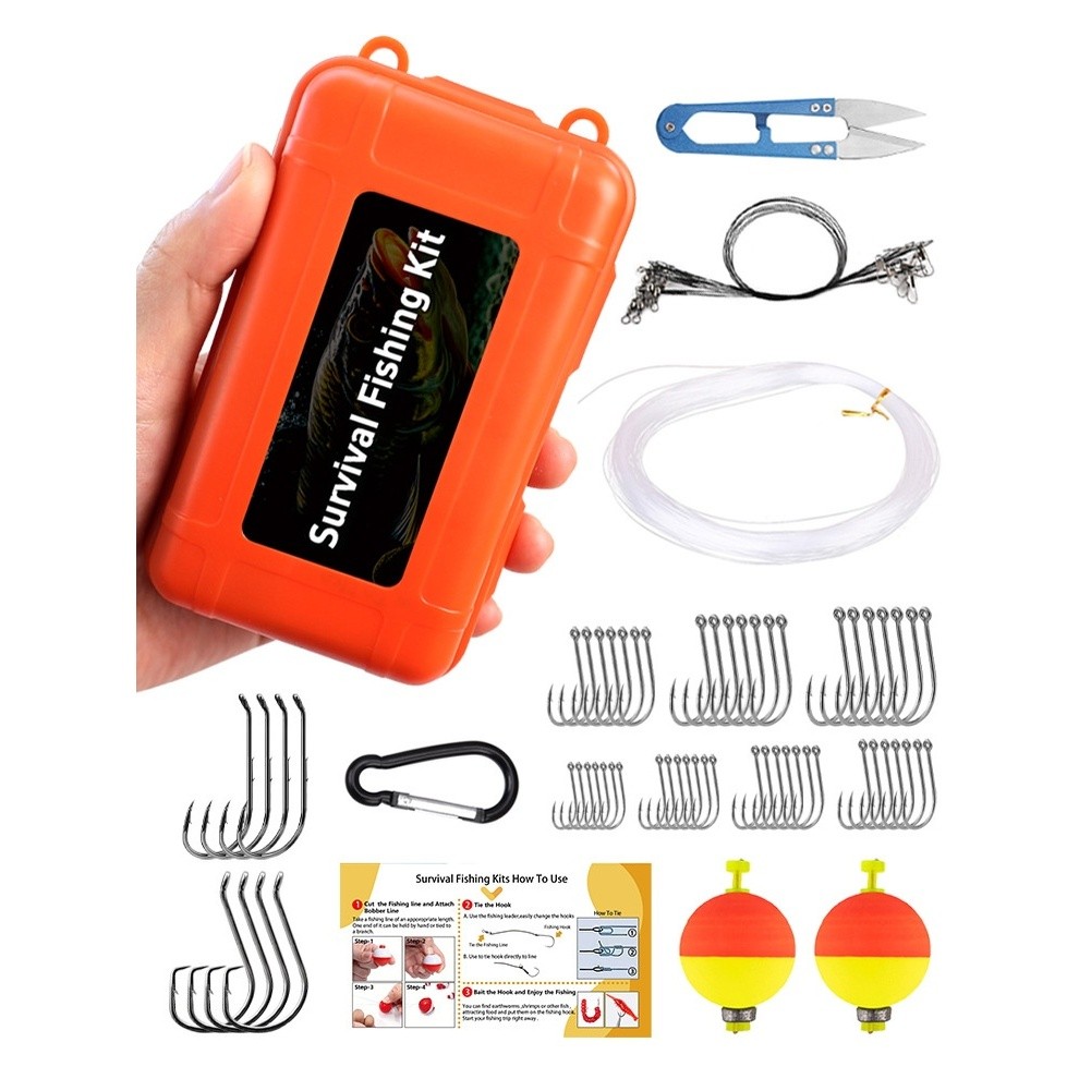 FISHING KIT FOR Outdoor Use Lures Floats High Carbon Hooks Plastic Case ...
