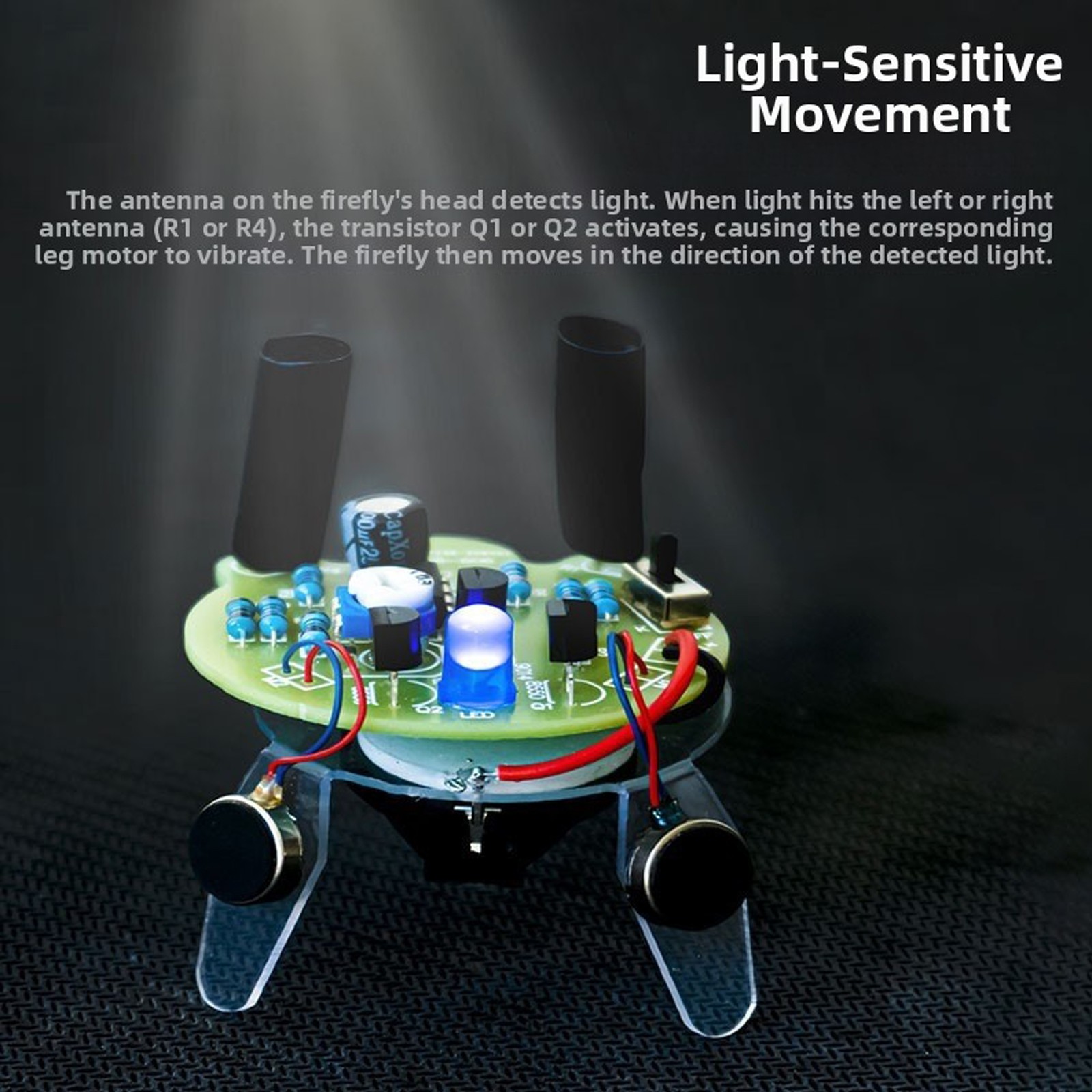 EASY ASSEMBLY PHOTOSENSITIVE Firefly Mobile Robot Kit for Electronics ...