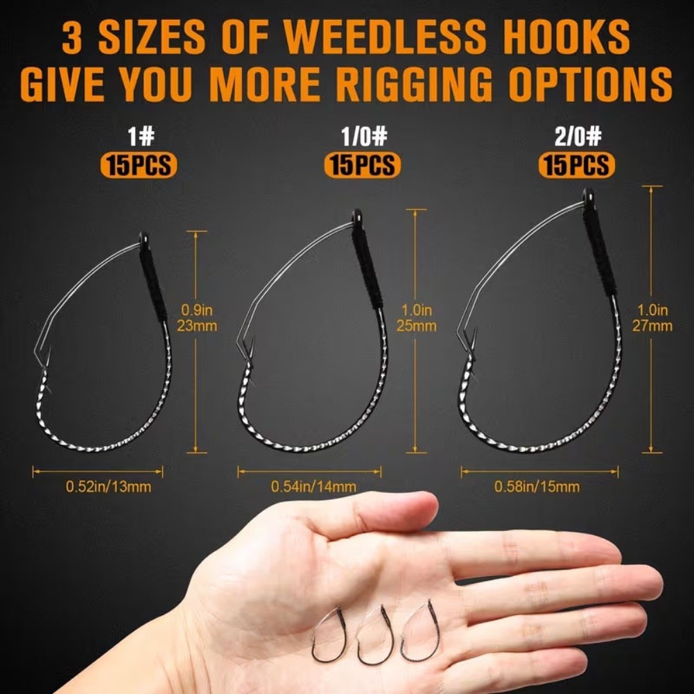 Weedless Drop Shot Hooks for Soft Bait Rig Bottom Fishing Wacky Rig ...
