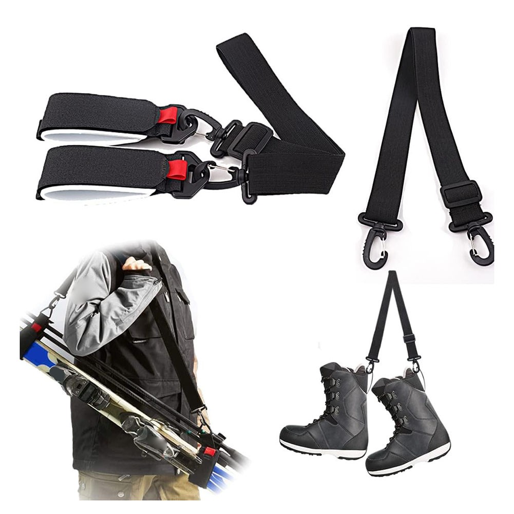 ADJUSTABLE SKI CARRIER Strap 65 to 115cm Portable Nylon Snowboard ...