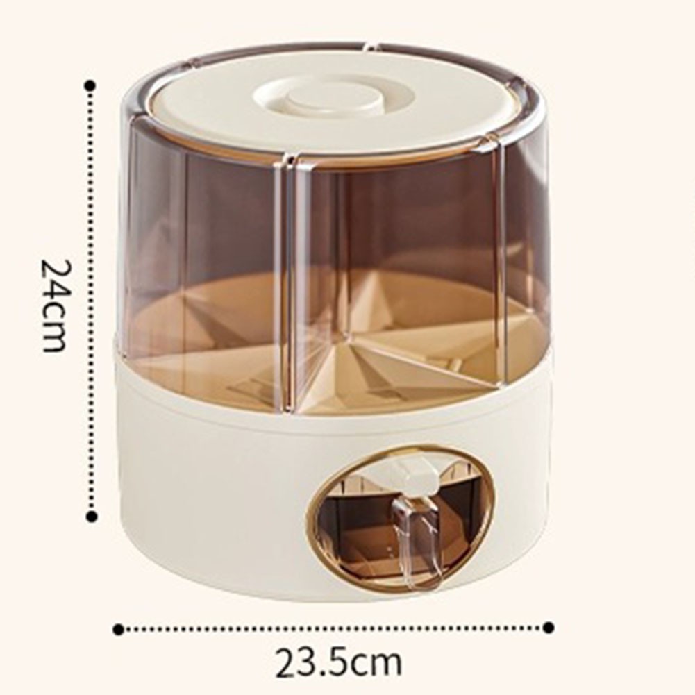 Space Saving 6 Grid Rotating Grain Dispenser Rice Storage Container 360 ...
