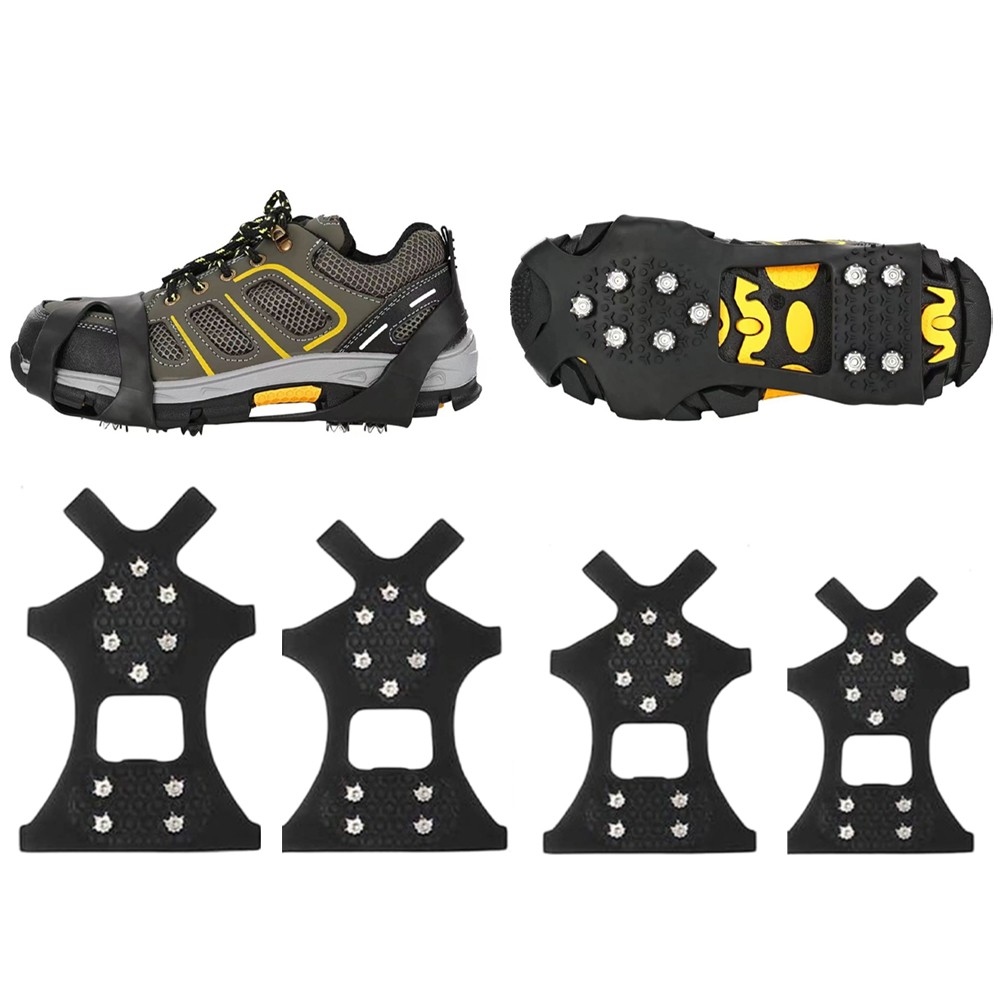 ICE CLEATS 10-TOOTH Crampons Ice Hiking Winter Running Stainless Steel ...