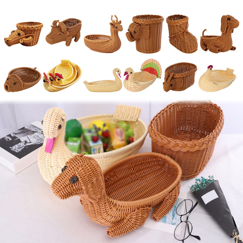 PLASTIC RATTAN BASKET Kitchen Fruit Basket Environment-friendly ...