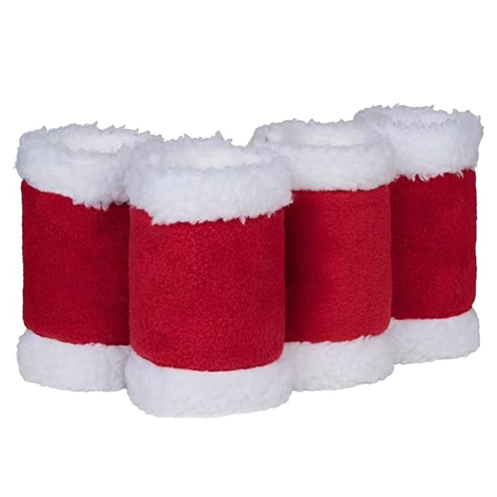4PCS HORSE LEG Wraps Red White Festive Velvet Leg Guards for Training ...