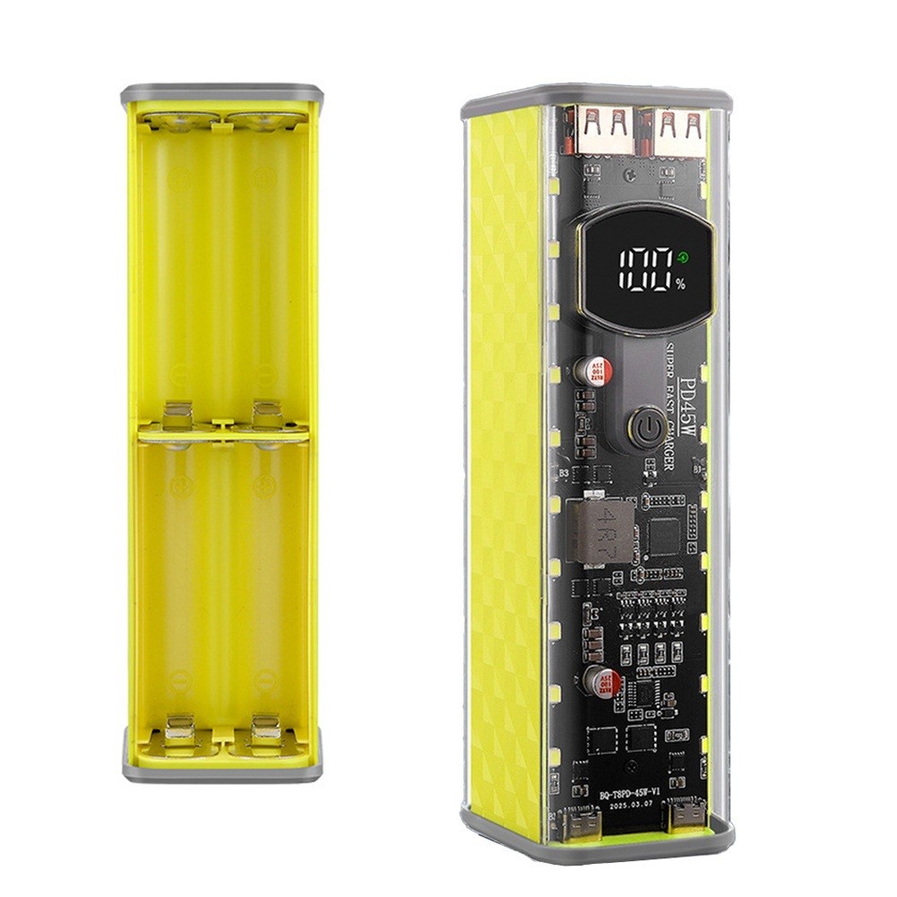for Power Bank Case 22 5W Transparent ABS Solder Design Portable Case ...