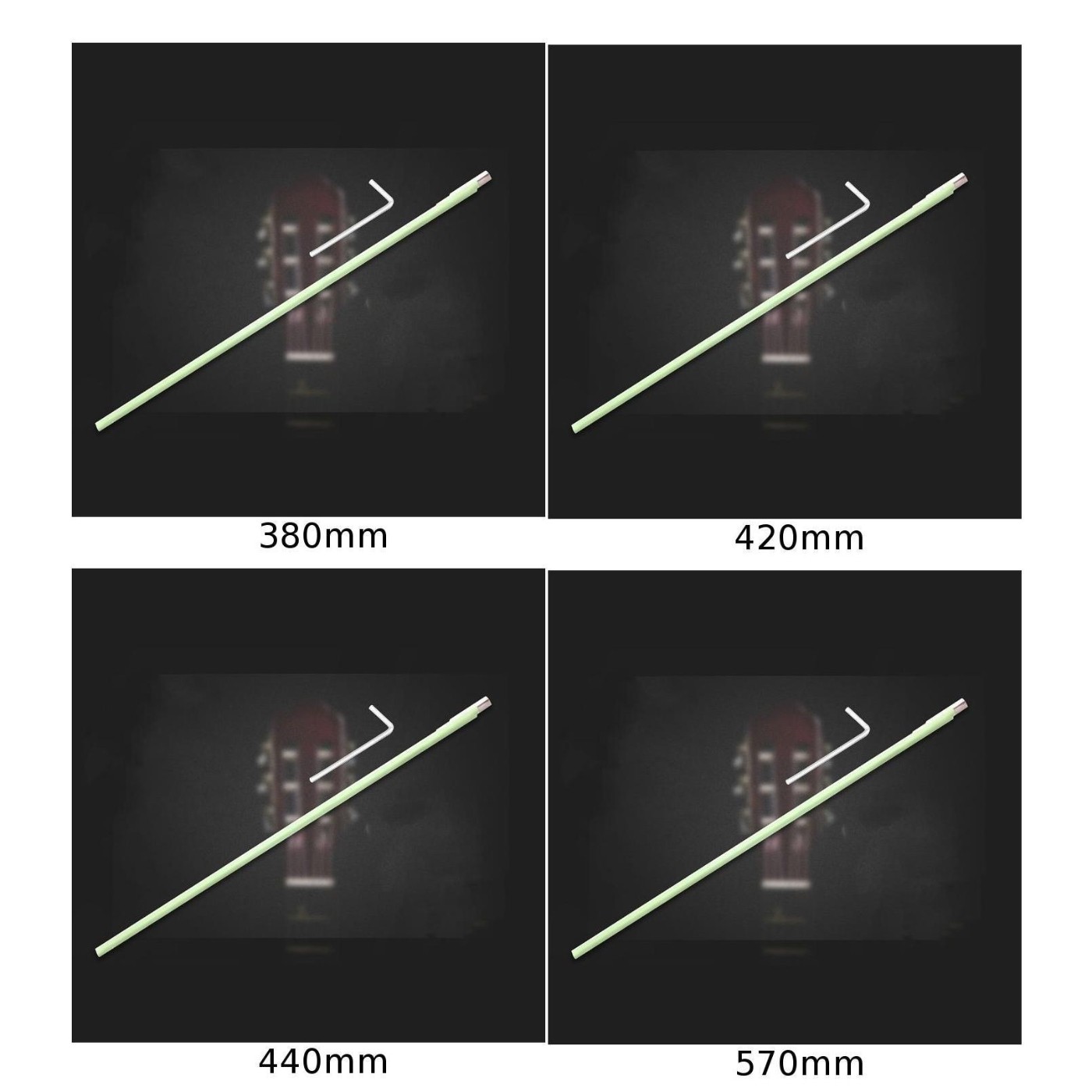 Green Color Guitar Truss Rod Two Way or Two Course Rod Type 420MM 570MM ...